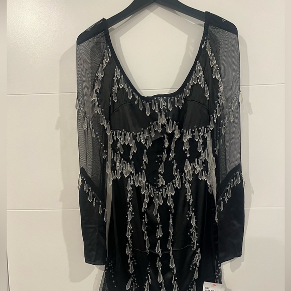 ASOS | Dresses | Asos Design Black Embellished Mini Dress With Mesh ...